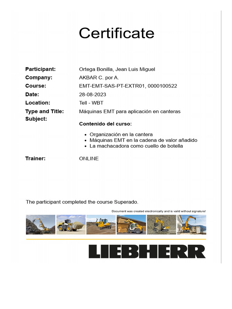 Certificate EMT-EMT-SAS-PT-EXTR01, 0000100522 | PDF