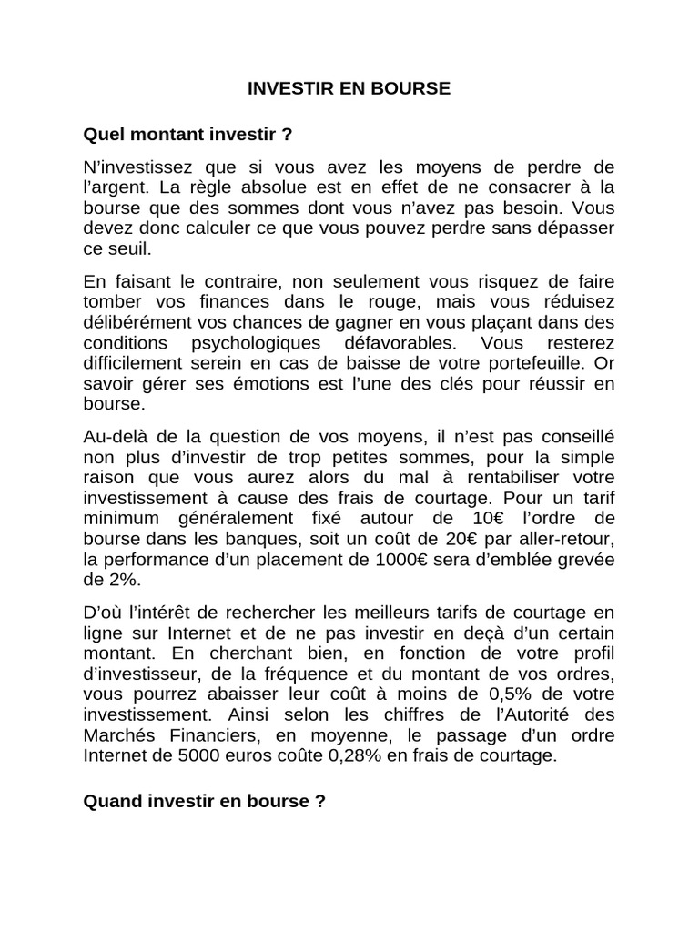 Investir en Bourse | PDF