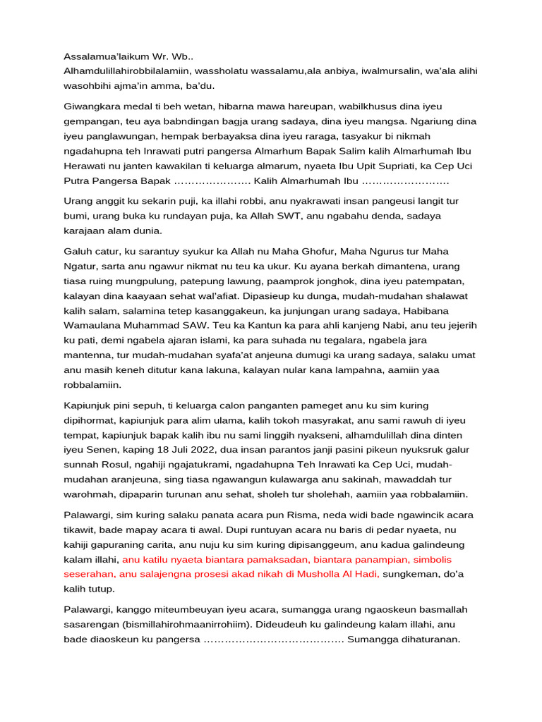 MC AKAD NIKAH SUNDA | PDF