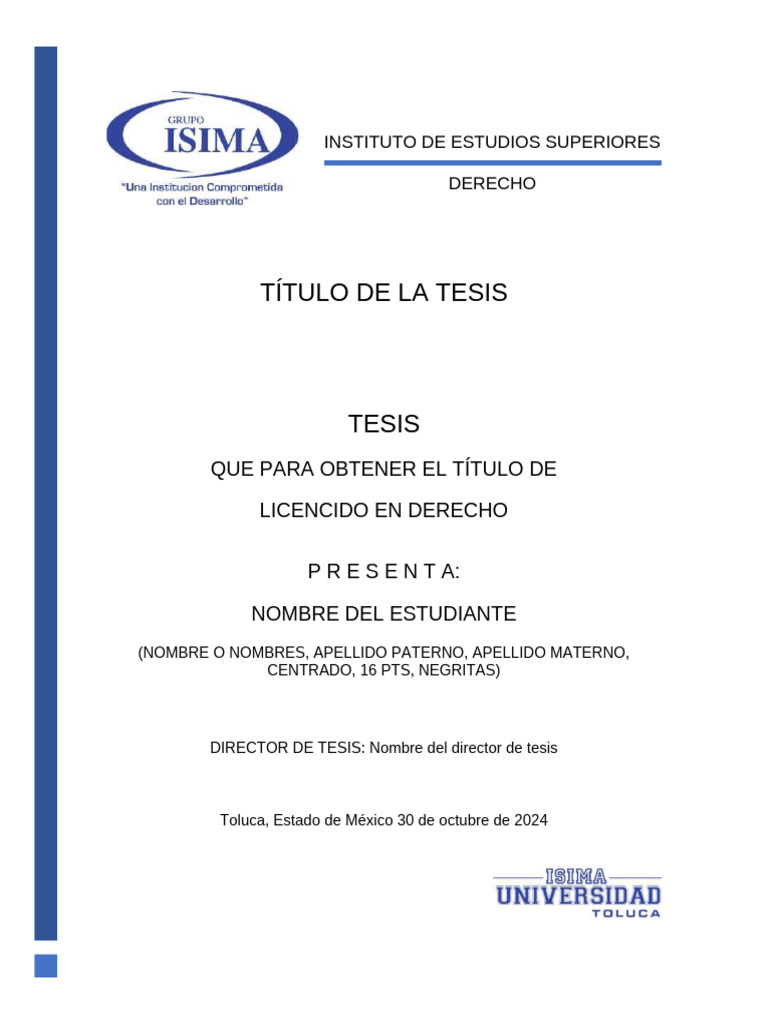Formato de Tesis - Isima | PDF | Hipótesis
