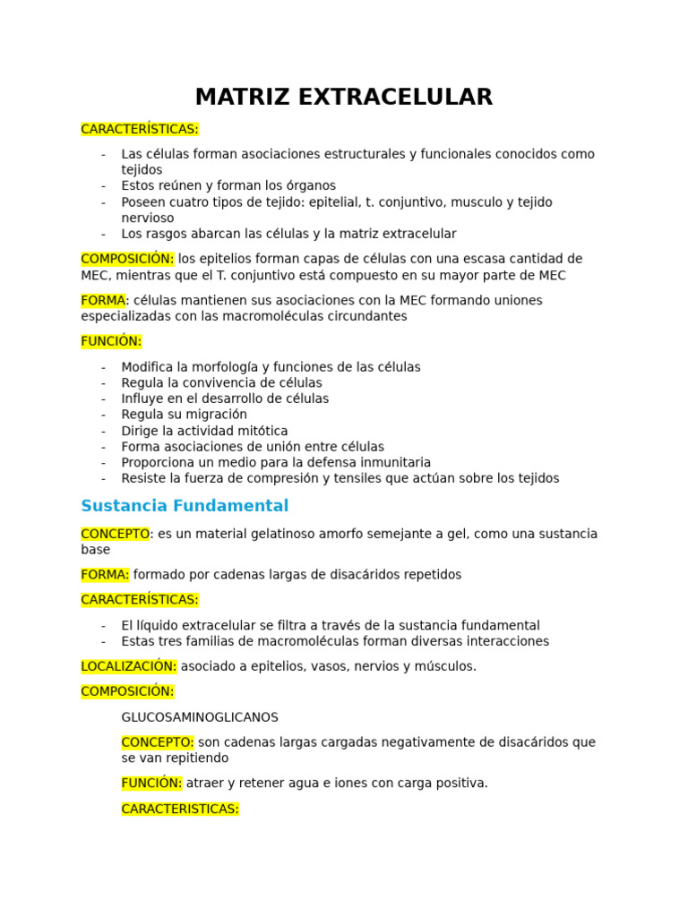 MATRIZ EXTRACELULAR Libro | PDF