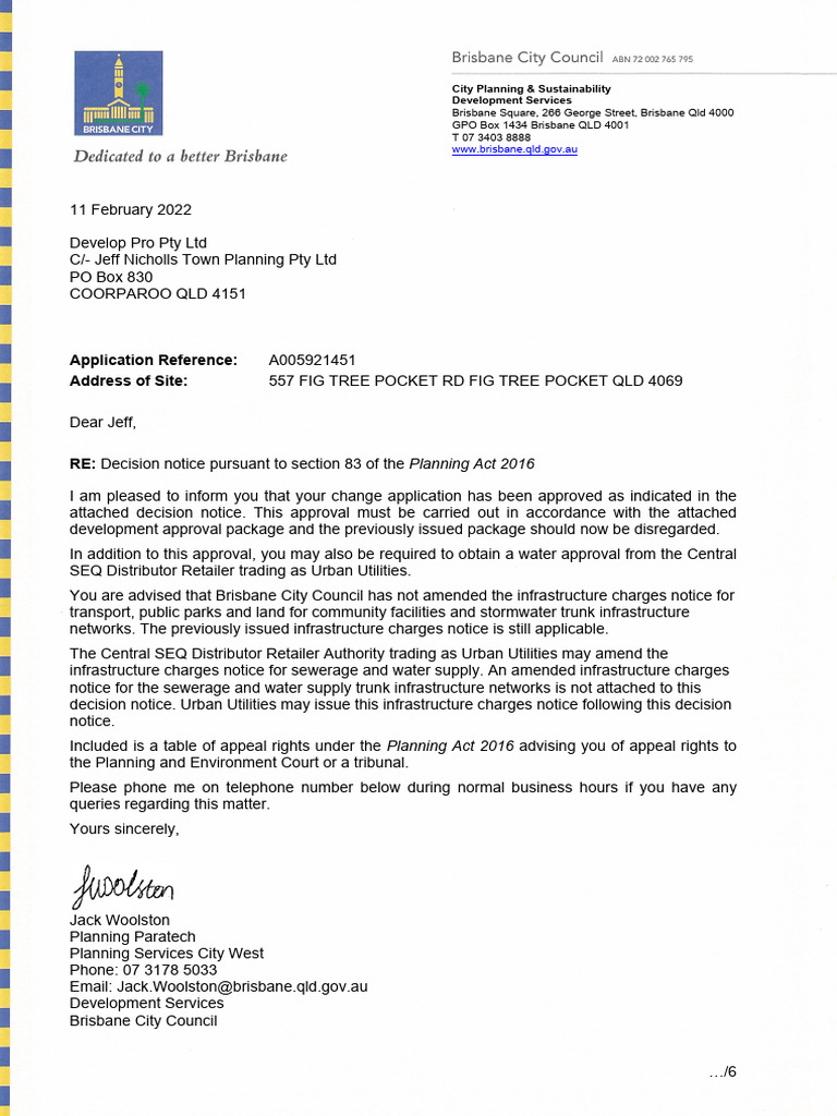 Decision Notice - Change Application s81 - s82 - Approved | PDF