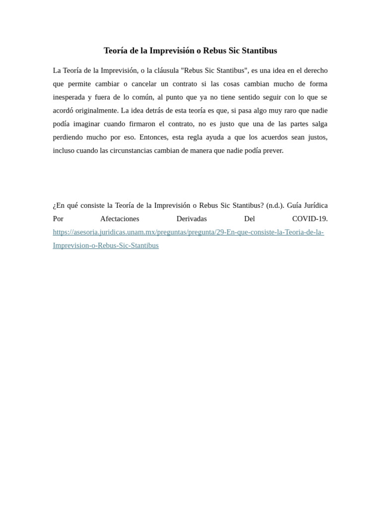 Rebeca Santizo - Teoría de La Imprevisión o Rebus Sic Stantibus | PDF