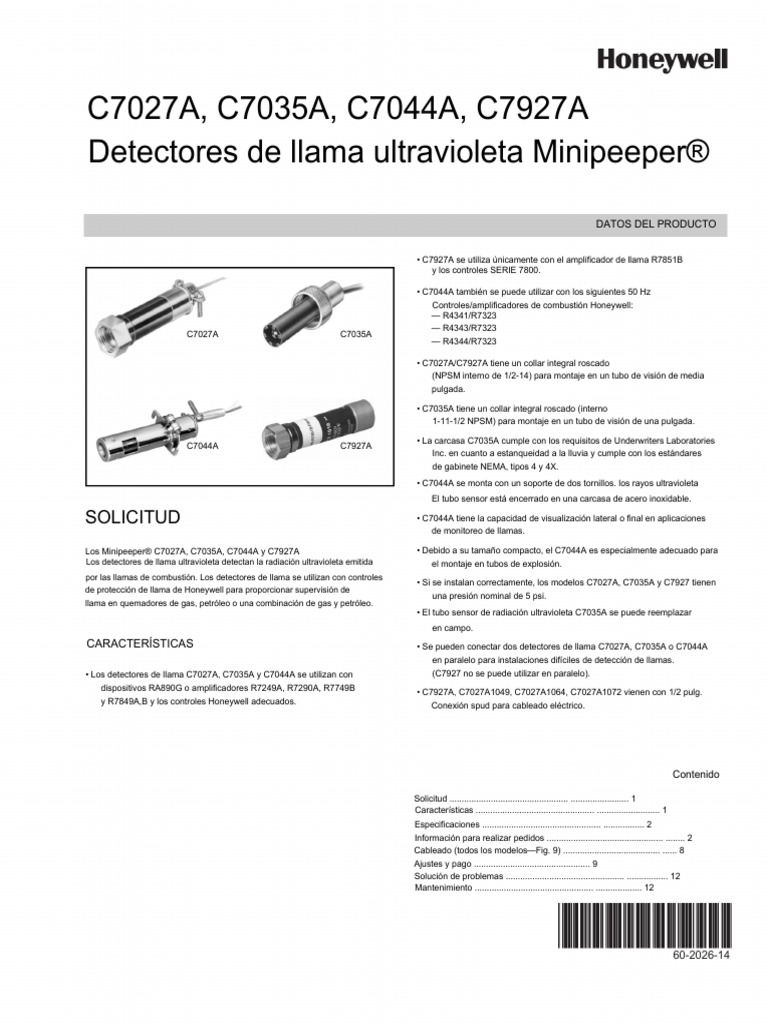 Detector Minipeeper C7027a1049 Honeywell | PDF