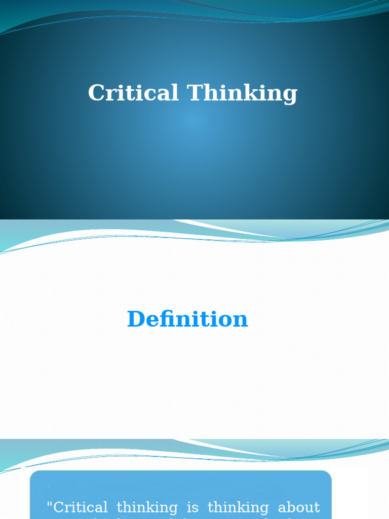 Critical Thinking | PDF