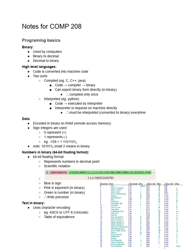 COMP 208 - Notes | PDF