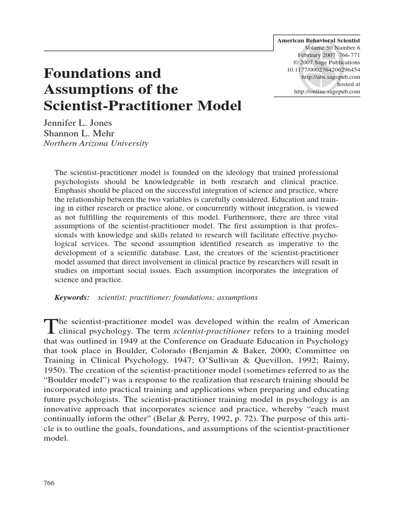 Jones and Mehr 2007 Scientific Practitioner Model | PDF