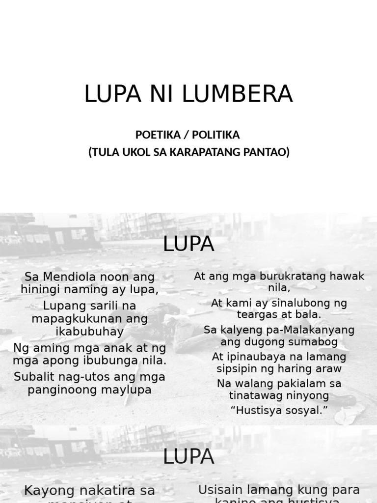 Lesson 1. Lupa Ni Lumbera | PDF
