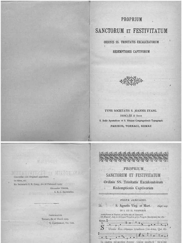 Proprium Sanctorum Et Festivitatum Ordinis SS. Trinitatis Excalceatorum ...