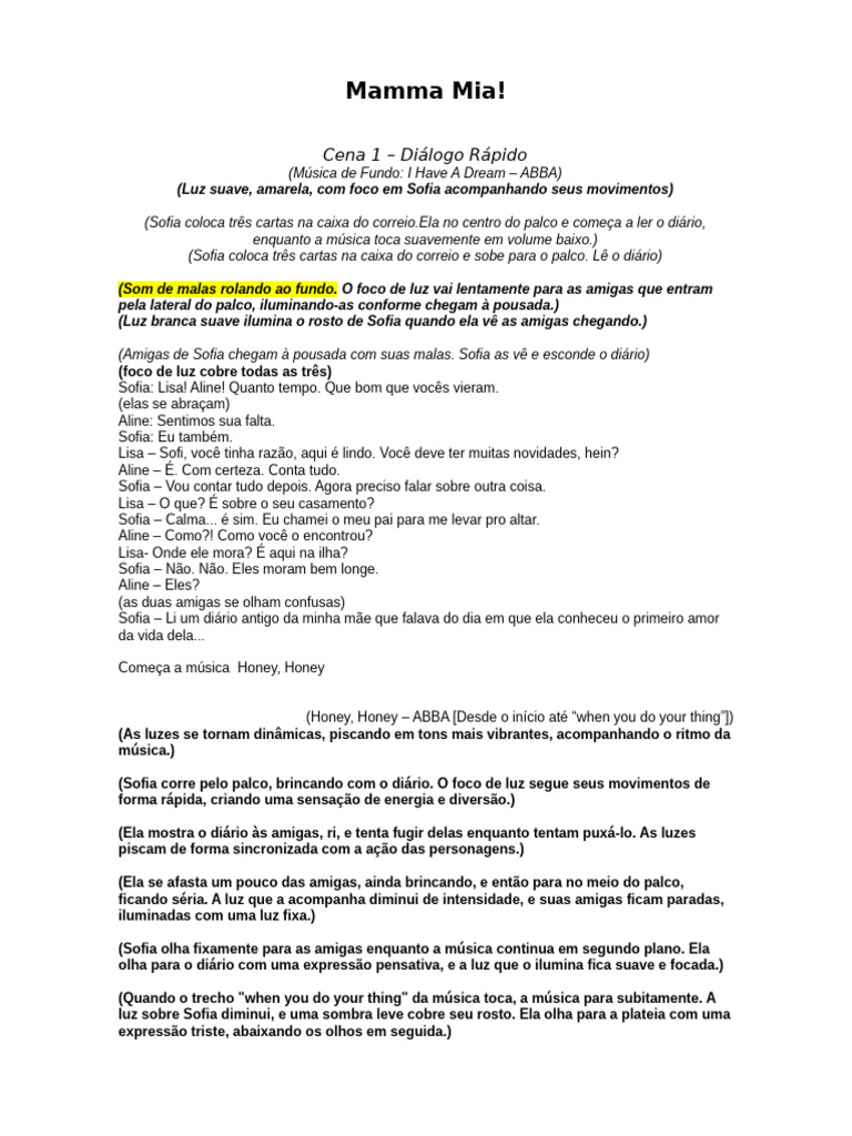 Editado Roteiro de Mamma Mia | PDF