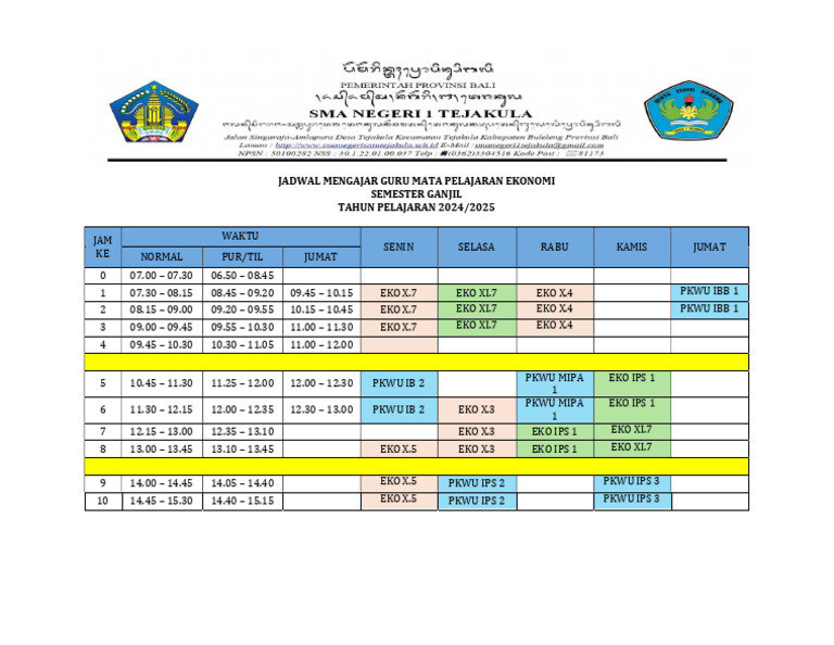 Jadwal Ngajar | PDF