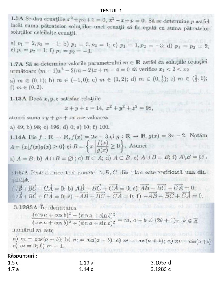 Testul 1 | PDF