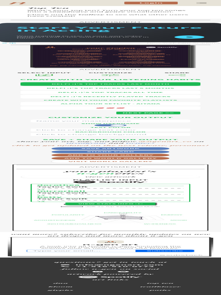 Top Ten Songs Poster From Spotify Data N-Gen Art | PDF