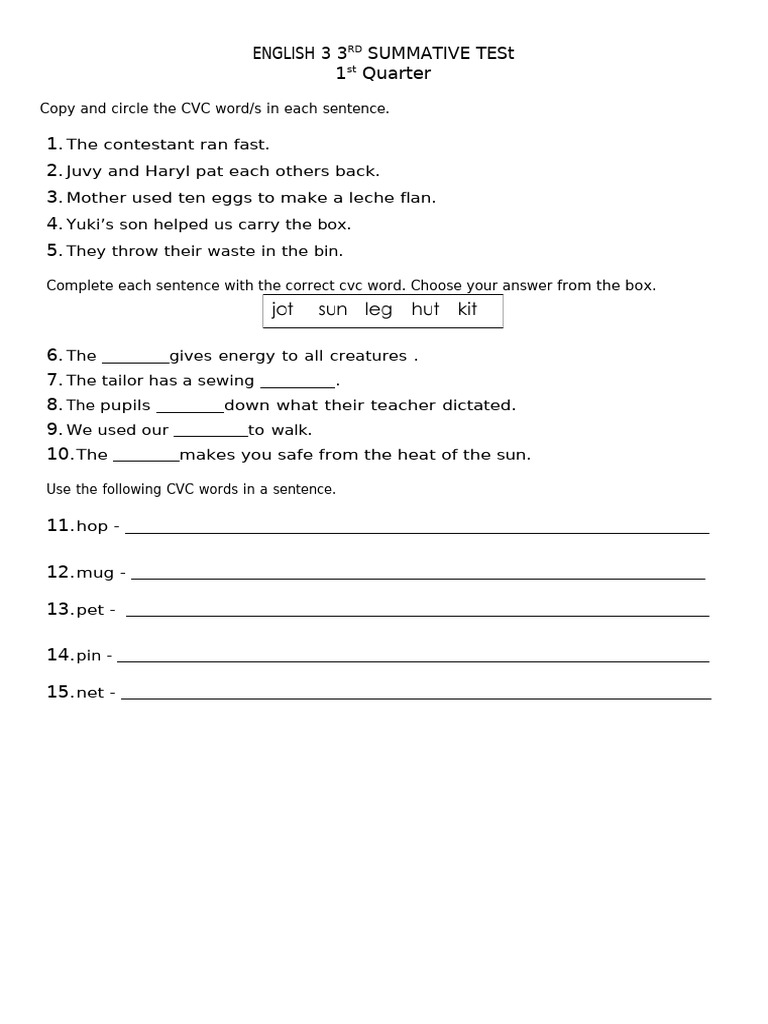 English 3 - ST3 - Q1 | PDF