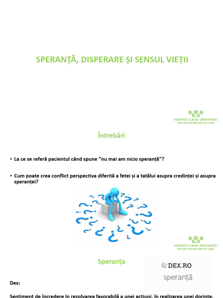 Speranta, Disperare Si Sensul Vietii | PDF