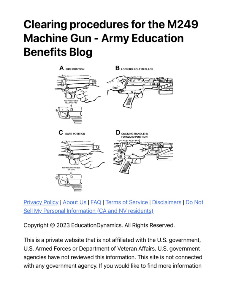 Clearing Procedures For The M249 Machine Gun - Army Education Benefits ...