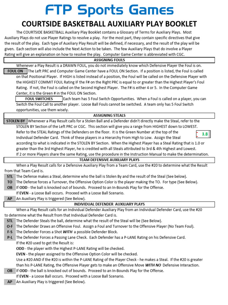 Courtside Basketball Auxiliary Booklet | PDF