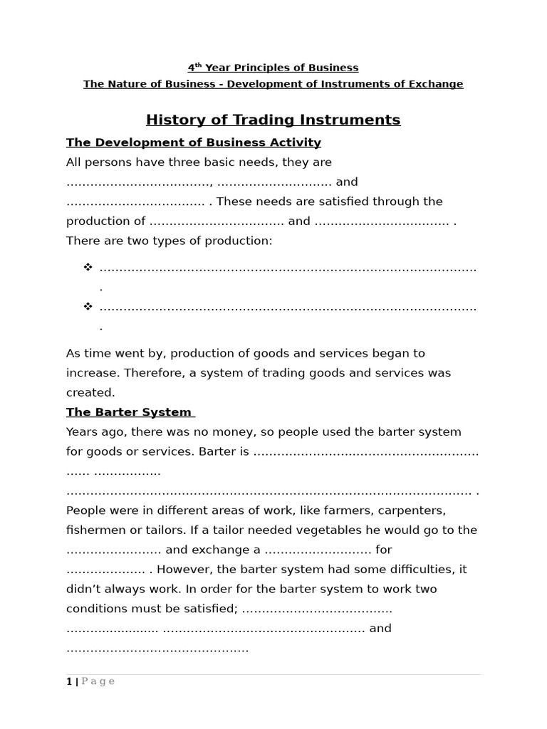 1.2 Development of Instruments of Exchange | PDF