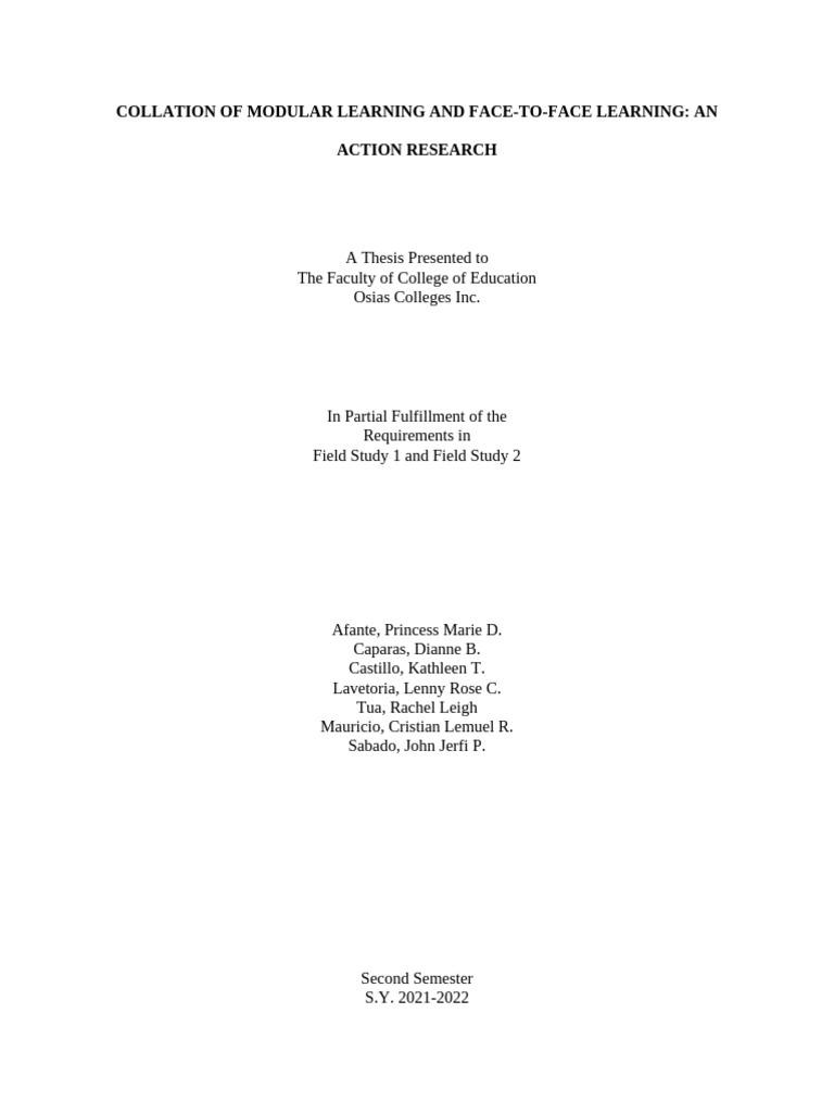 Collation of Modular Learning and Face 1 | PDF