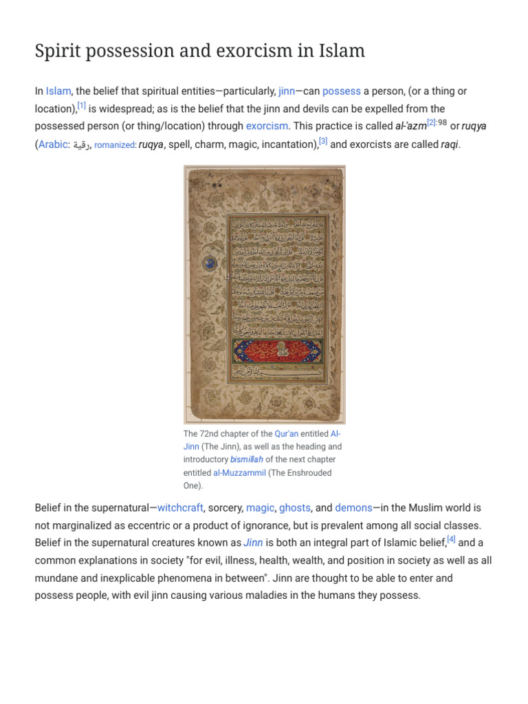Spirit Possession and Exorcism in Islam - Wikipedia | PDF
