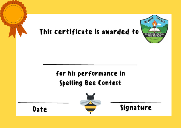 Spelling Bee Certificate | PDF