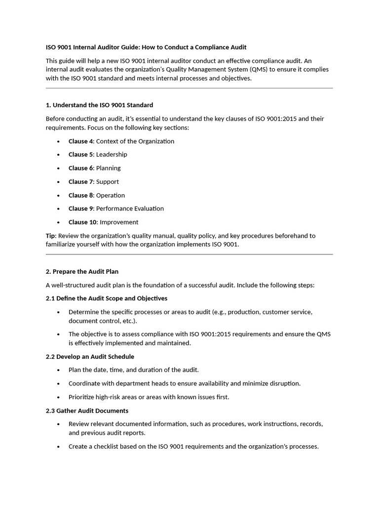 ISO 9001 Internal Auditor Guide - How To Conduct A Compliance Audit ...