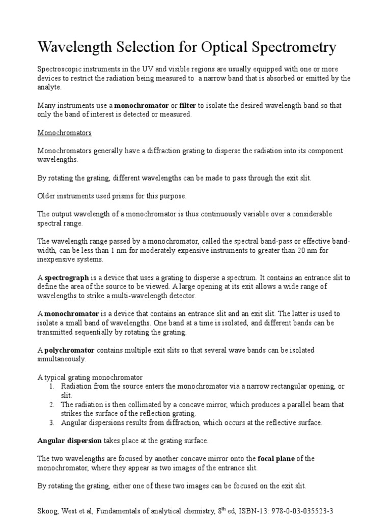 Wavelength Selectors For IR Spectrophotometry | PDF | Optics ...