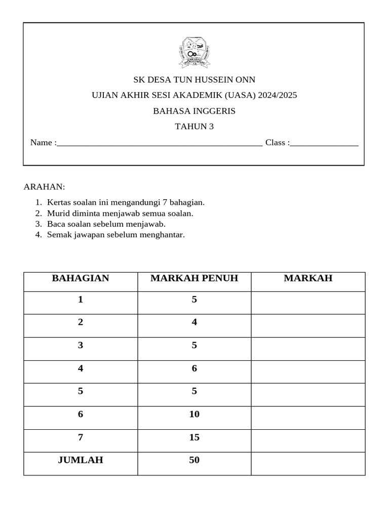 Uasa Year 3 - Skdtho - 24-25 | PDF