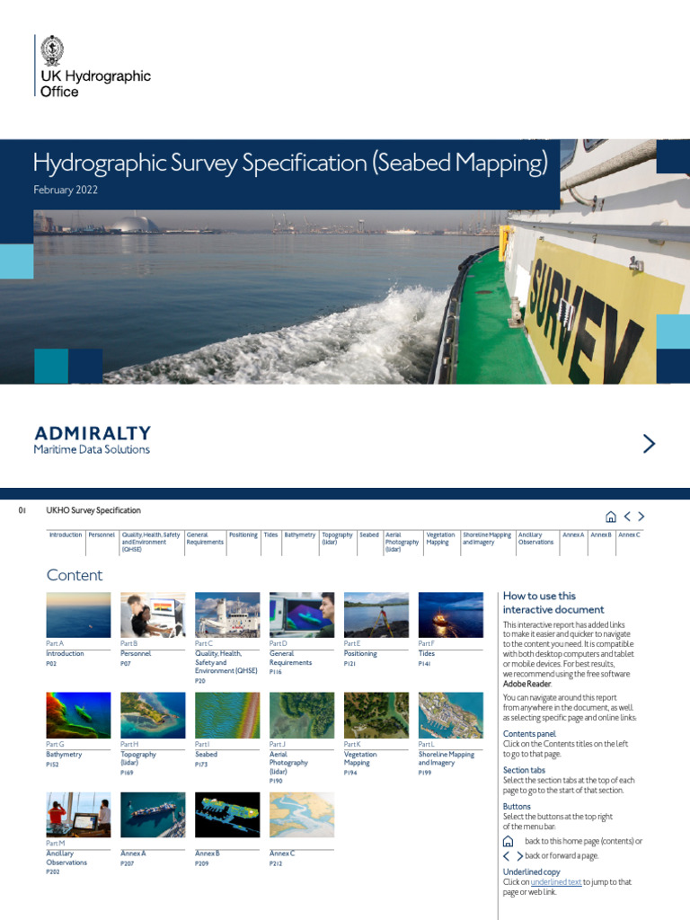 UKHO - Survey - Specification - Seabed Mapping - V1.2 - June22 | PDF ...