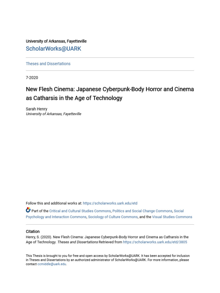 New Flesh Cinema, Japanese Cyberpunk-Body Horror and Cinema As ...