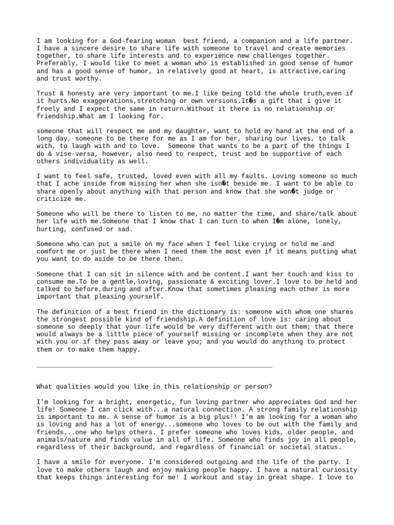 What I Am Looking For in A Woman... | PDF