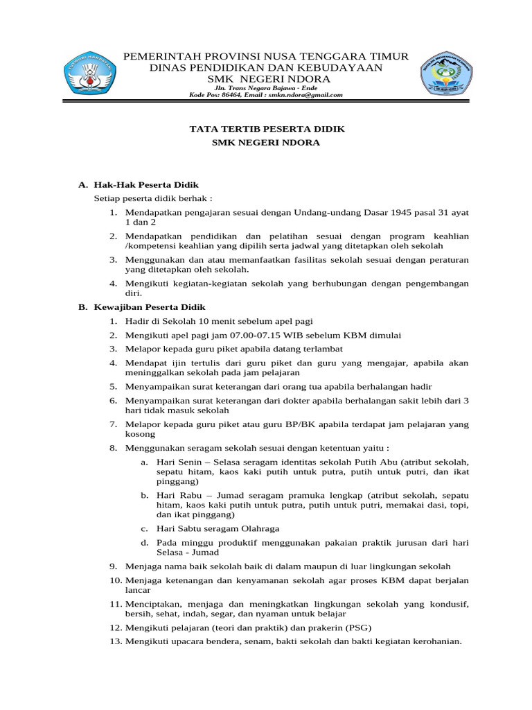 Tata Tertib Peserta Didik | PDF
