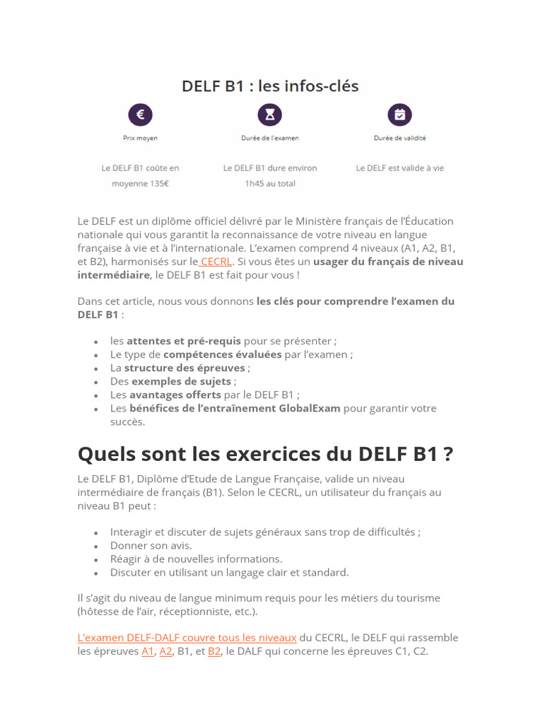 Programa Del Examen DELF B1 | PDF