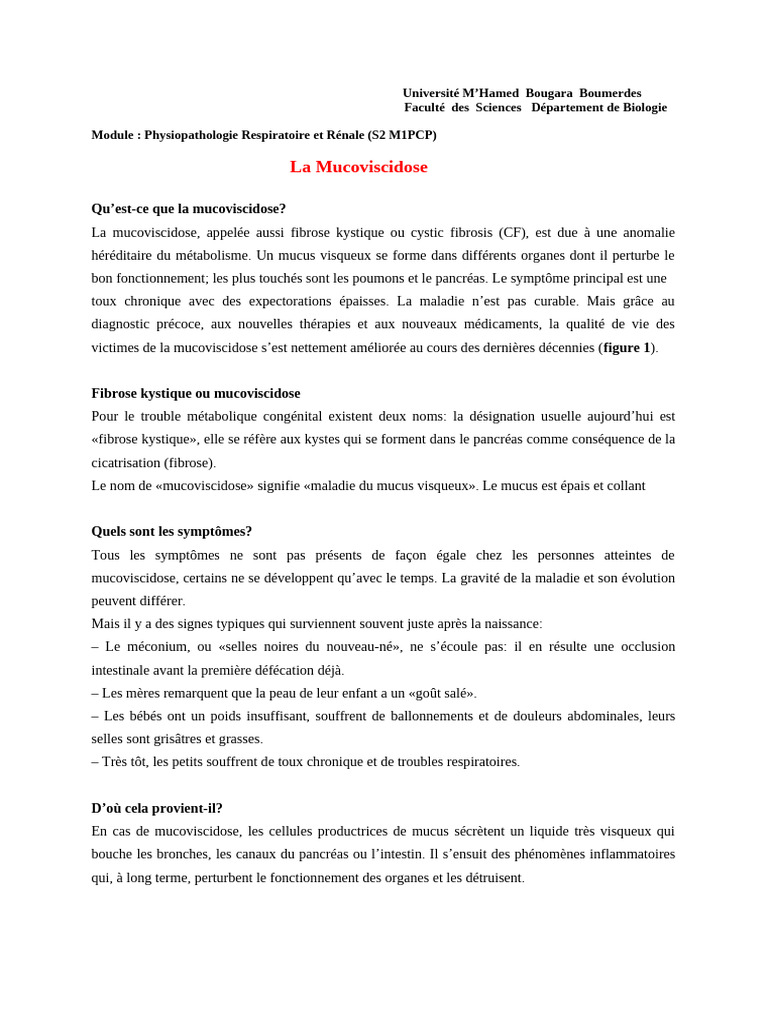 Mucoviscidose | PDF Mucoviscidose | PDF