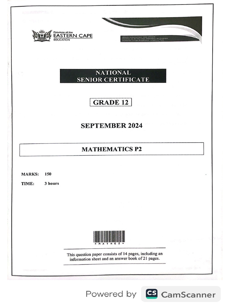 EC Maths P2 Sept 2024 Gr. 12 | PDF