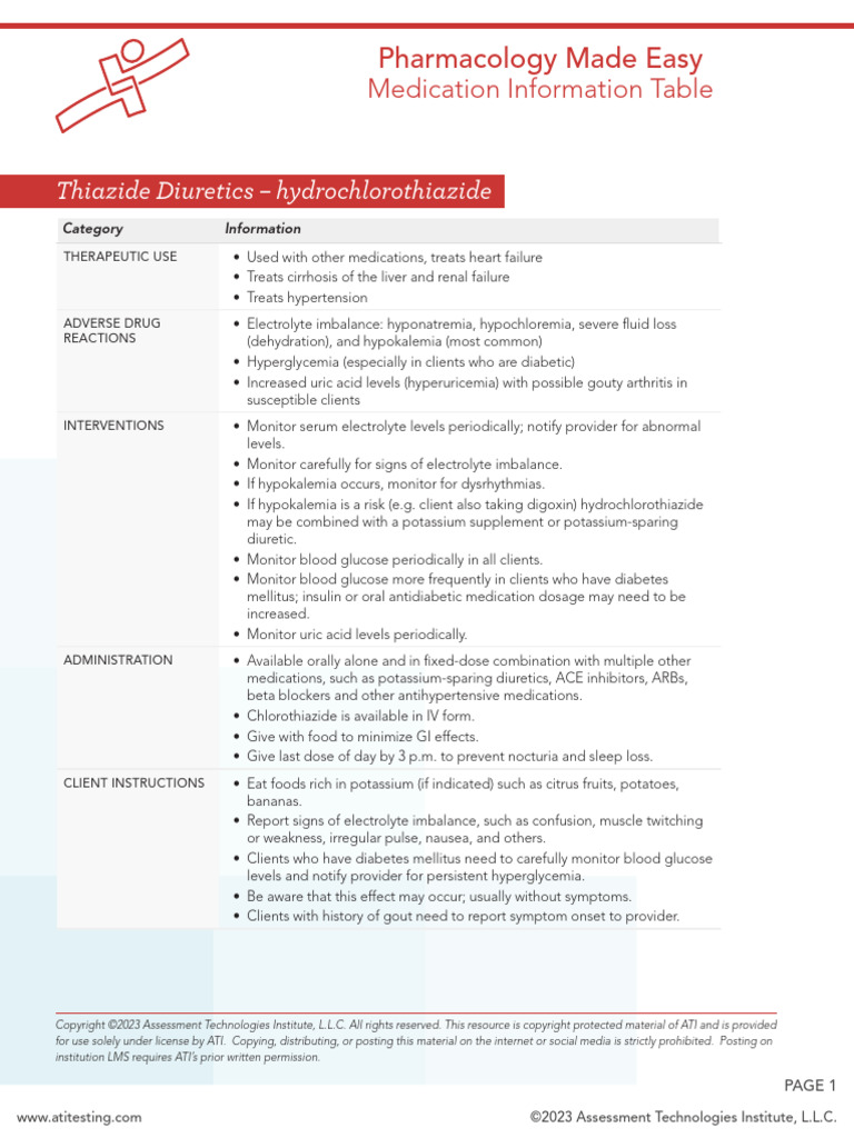 ATI PME MIT Cardiovascular Thiazide Diuretics | PDF