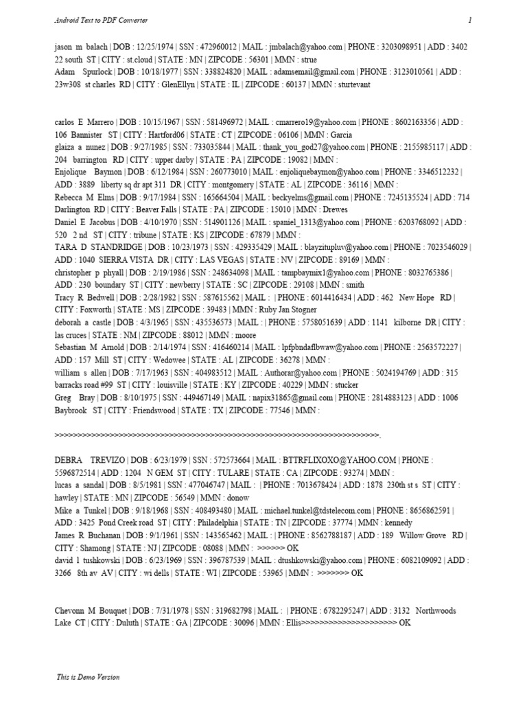 Fresh Spammed Fullz 1 1 1 | PDF