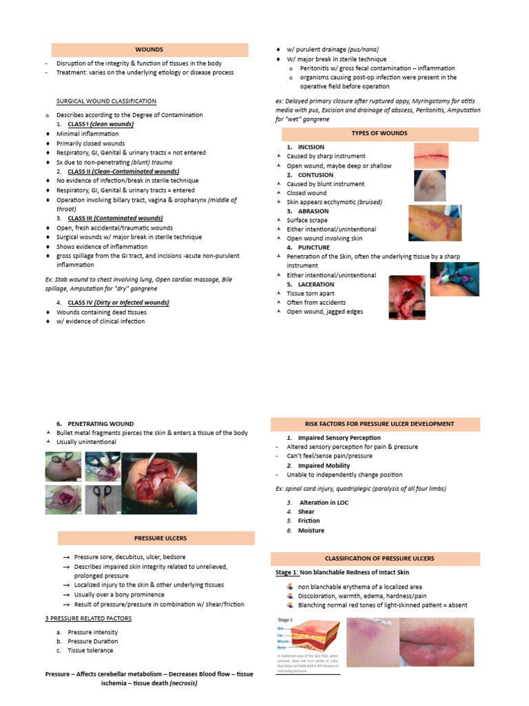 Types of Wounds & Wound Healing NOTES (Fundamentals of Nursing) | PDF