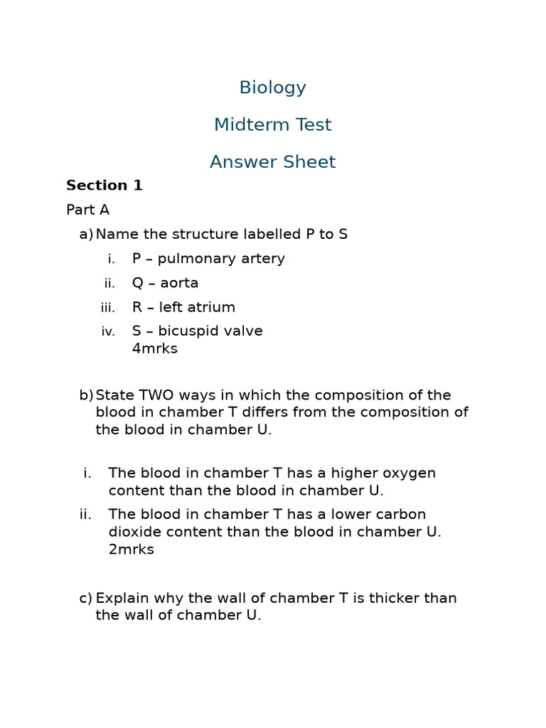 Biology answer sheet | PDF