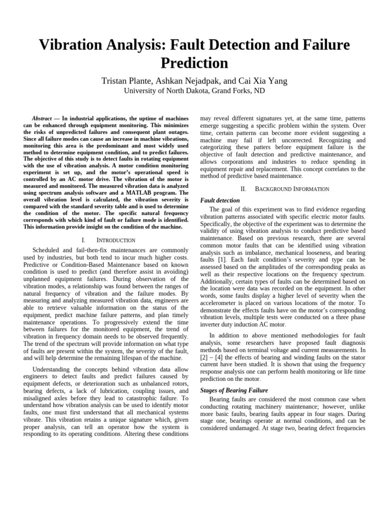Fault Detection and Failure Prediction Using Vibration Analysis | PDF