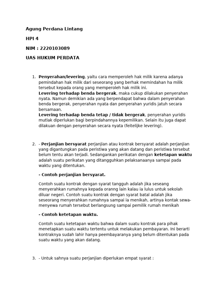 Uas Hukum Perdata 2 | PDF