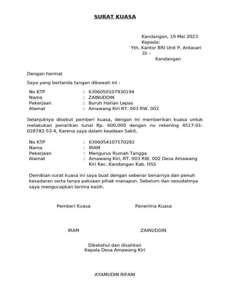 Surat Kuasa Iram | PDF