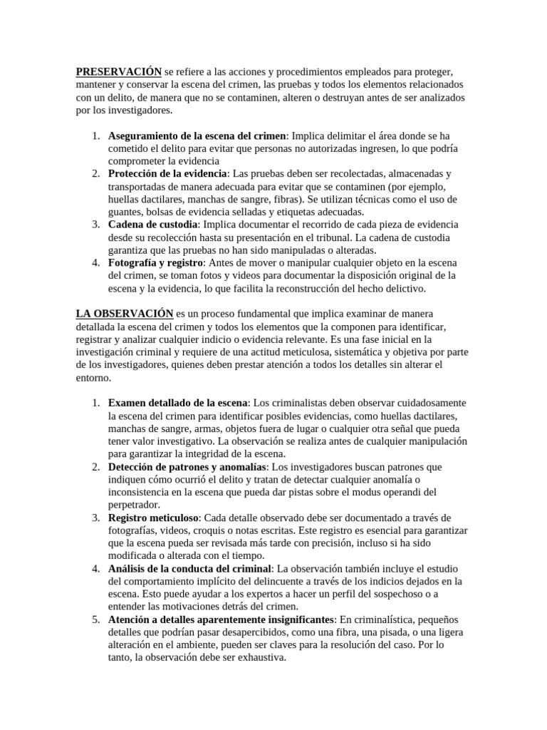 Preservación de Indicios | PDF