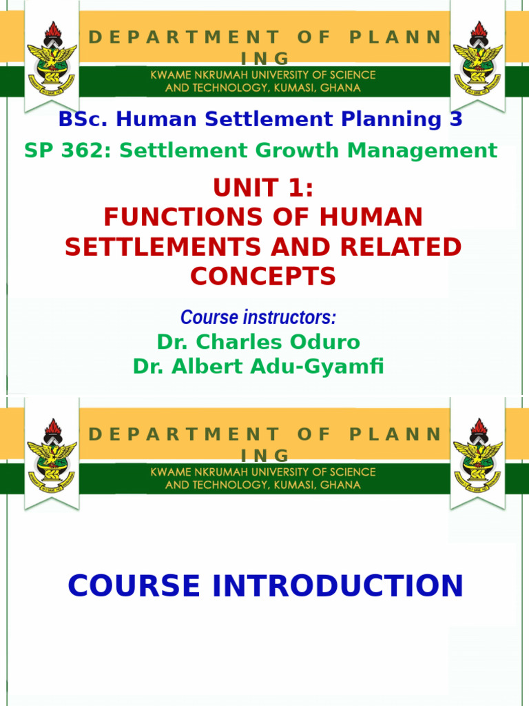 0 Unit 1 - Functions of Human Settlements and Related Concepts | PDF