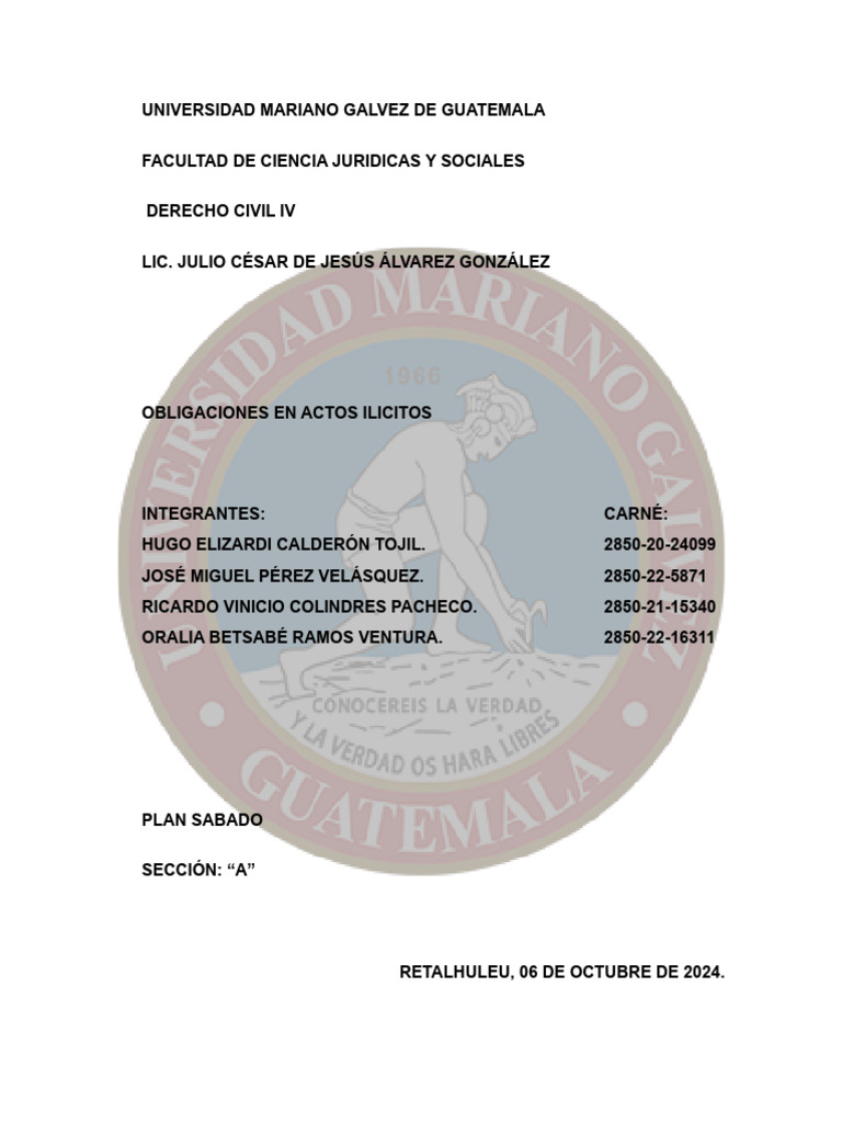 Obligaciones en Actos Ilicitos | PDF