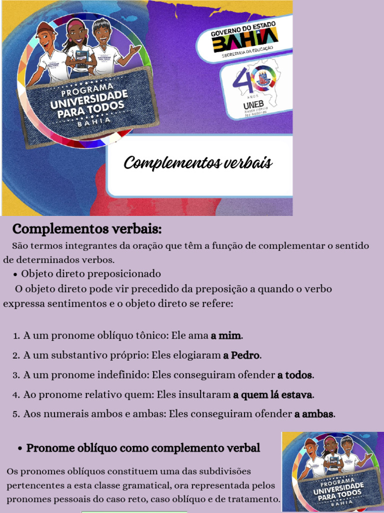 Complementos Verbais, Nominais e Agente Da Passiva | PDF