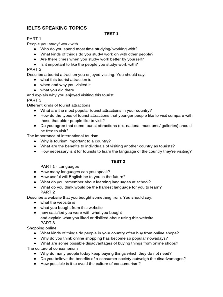 Speaking Topics | PDF