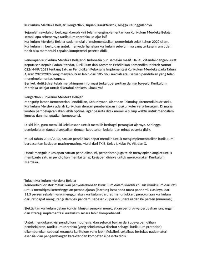 Kurikulum Merdeka Belajar | PDF