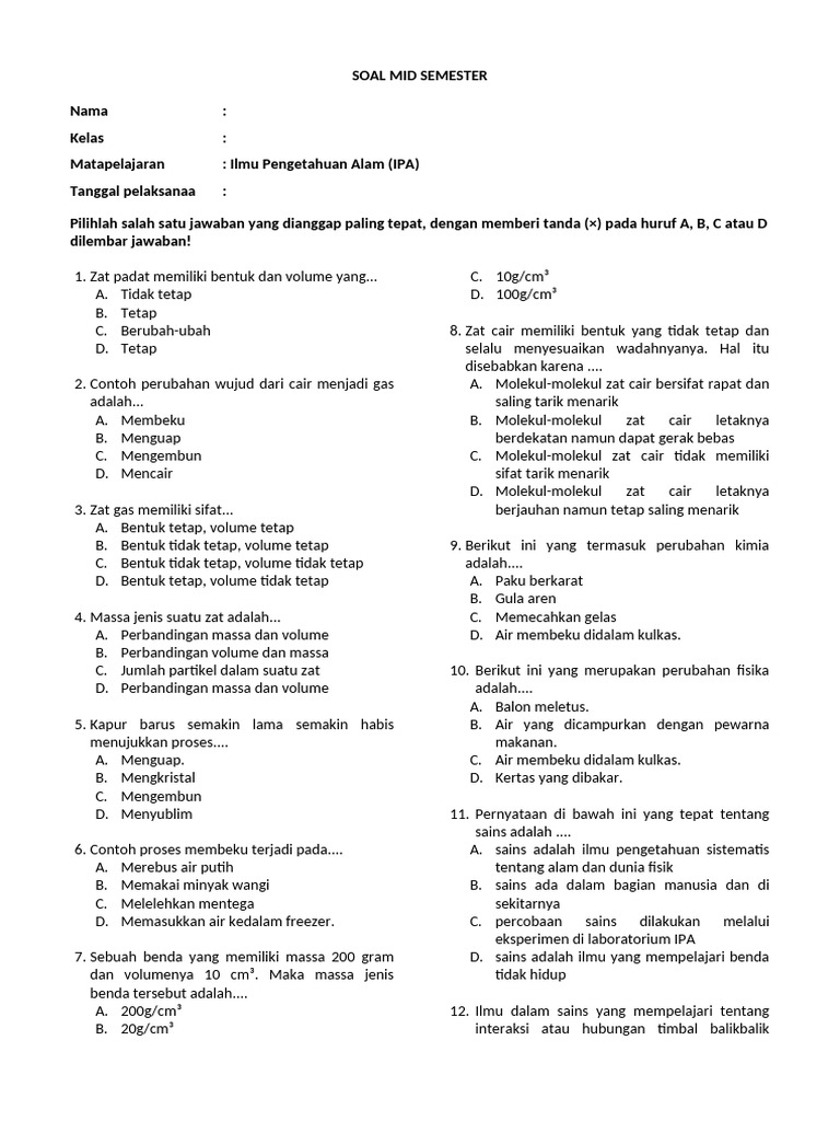 Mid Ipa Kelas 7 | PDF