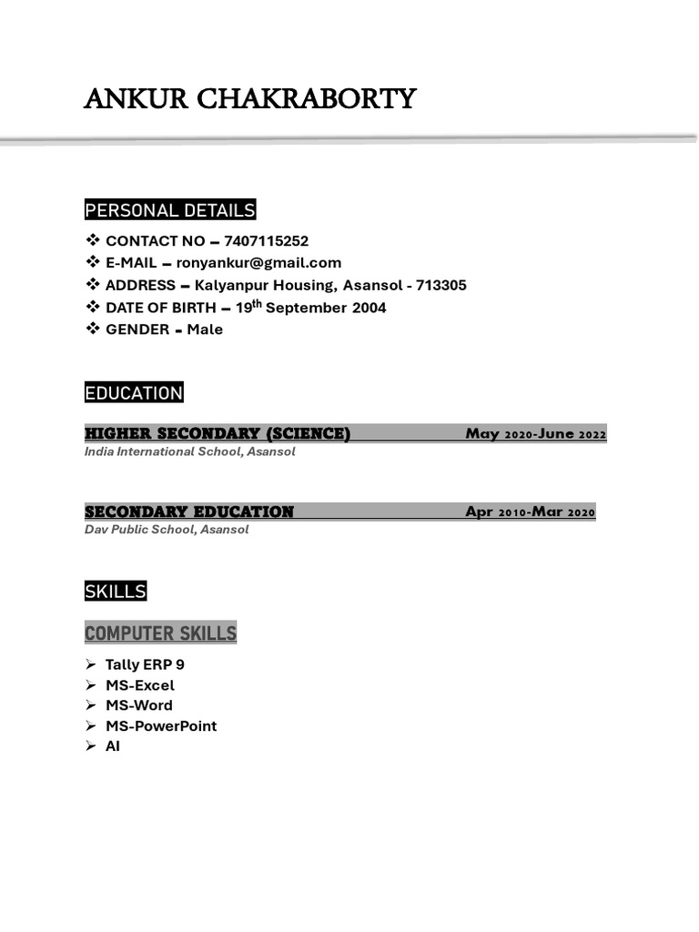 Ankur Chakraborty Cv | PDF